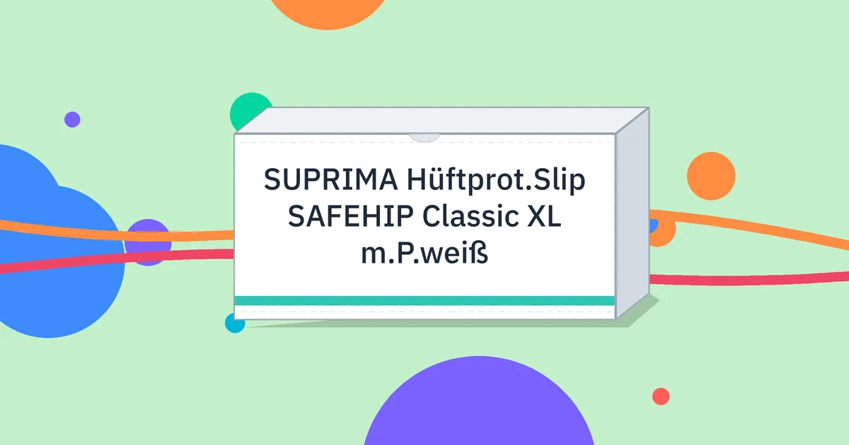 Symbolbild: Packung mit der Aufschrift SUPRIMA Hüftprot.Slip SAFEHIP Classic XL m.P.weiß (PZN 13818469) – Verfügbarkeit und Bezug in Apotheken in Frankfurt am Main