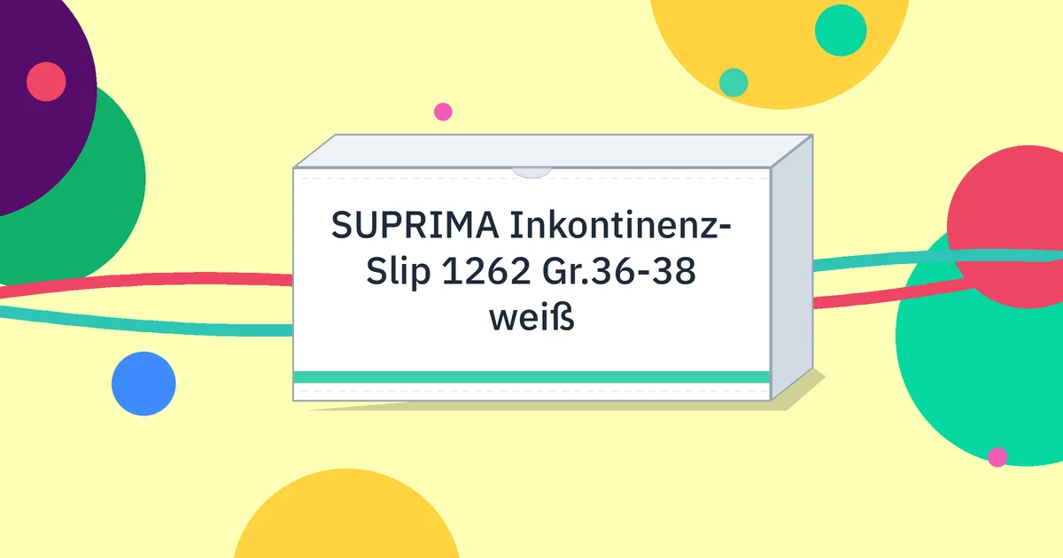 Symbolbild: Packung mit der Aufschrift SUPRIMA Inkontinenz-Slip 1262 Gr.36-38 weiß (PZN 02849320) – Verfügbarkeit und Bezug in Apotheken in Frankfurt am Main