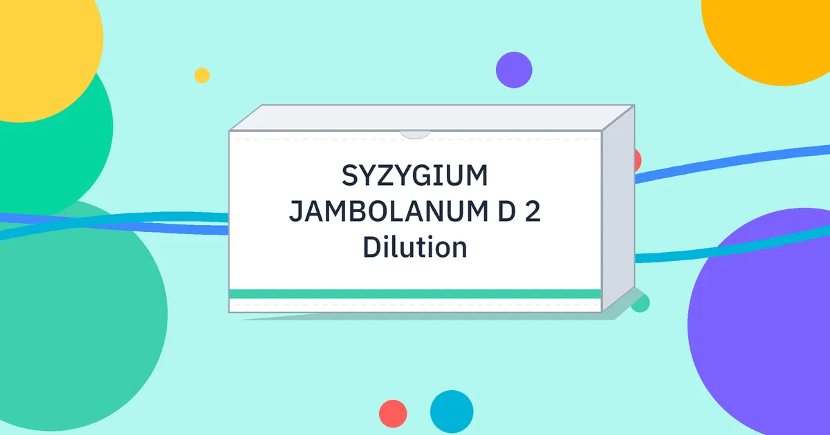 Symbolbild: Packung mit der Aufschrift SYZYGIUM JAMBOLANUM D 2 Dilution (PZN 02107044) – Verfügbarkeit und Bezug in Apotheken in Frankfurt am Main