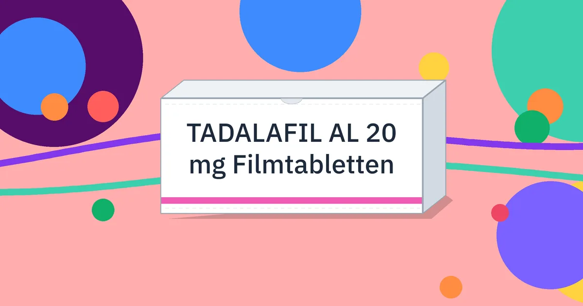 Symbolbild: Packung mit der Aufschrift TADALAFIL AL 20 mg Filmtabletten (PZN 13231942) – Verfügbarkeit und Bezug in Apotheken in Frankfurt am Main