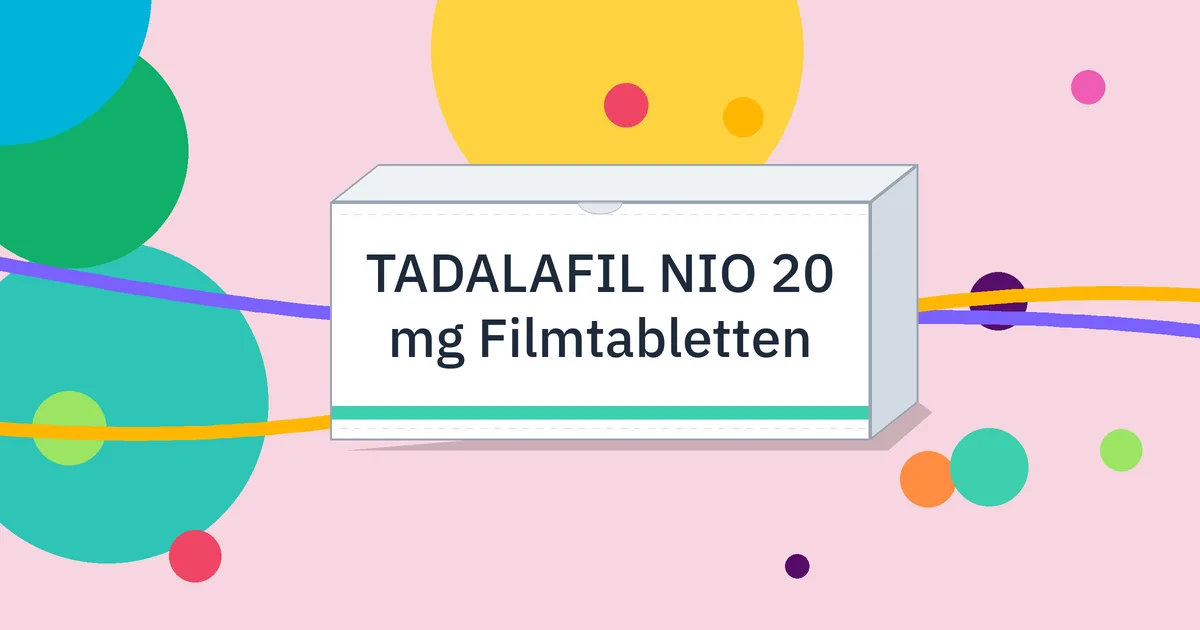 Symbolbild: Packung mit der Aufschrift TADALAFIL NIO 20 mg Filmtabletten (PZN 15638978) – Verfügbarkeit und Bezug in Apotheken in Frankfurt am Main