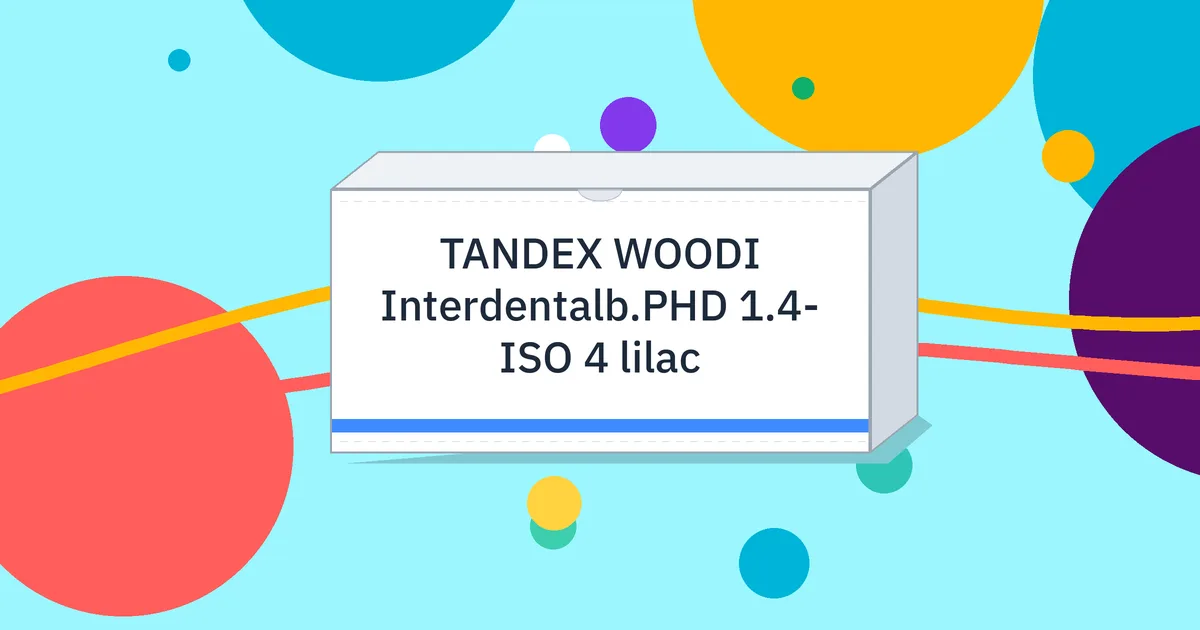 Symbolbild: Packung mit der Aufschrift TANDEX WOODI Interdentalb.PHD 1.4-ISO 4 lilac (PZN 17165320) – Verfügbarkeit und Bezug in Apotheken in Frankfurt am Main