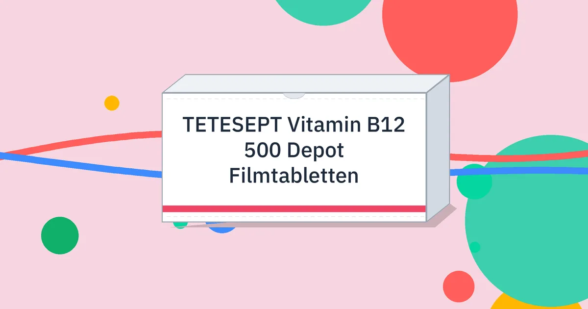 Symbolbild: Packung mit der Aufschrift TETESEPT Vitamin B12 500 Depot Filmtabletten (PZN 18271113) – Verfügbarkeit und Bezug in Apotheken in Frankfurt am Main