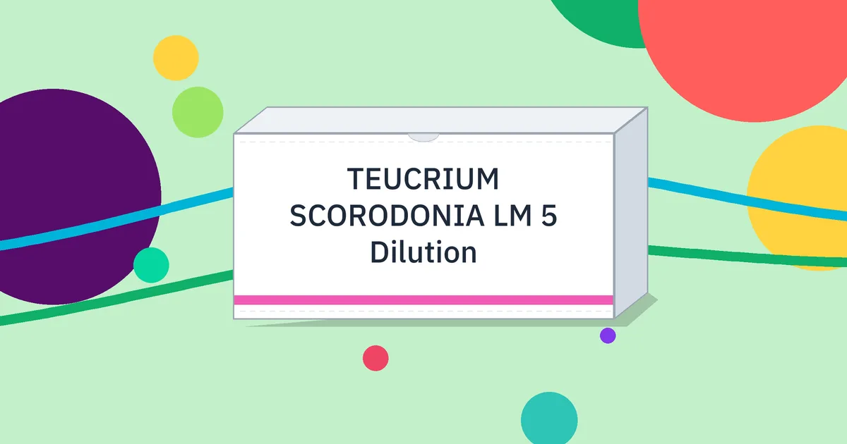 Symbolbild: Packung mit der Aufschrift TEUCRIUM SCORODONIA LM 5 Dilution (PZN 13217474) – Verfügbarkeit und Bezug in Apotheken in Frankfurt am Main