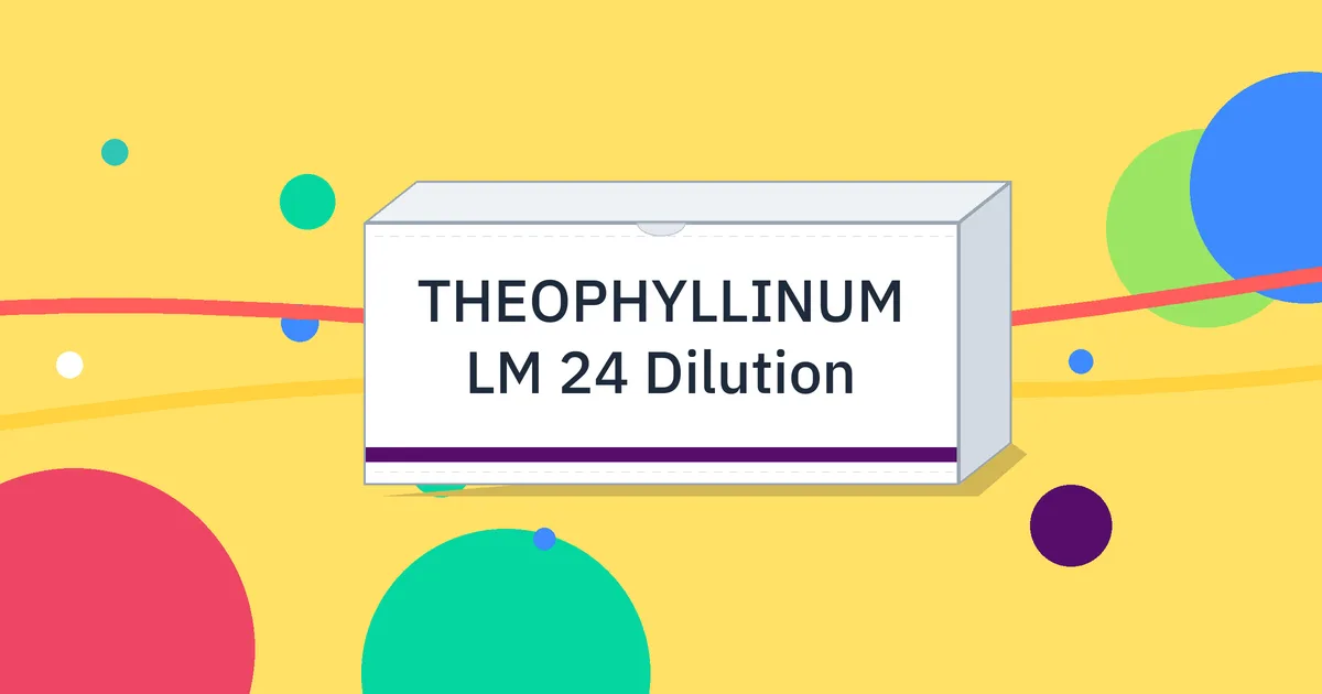 Symbolbild: Packung mit der Aufschrift THEOPHYLLINUM LM 24 Dilution (PZN 13220387) – Verfügbarkeit und Bezug in Apotheken in Frankfurt am Main