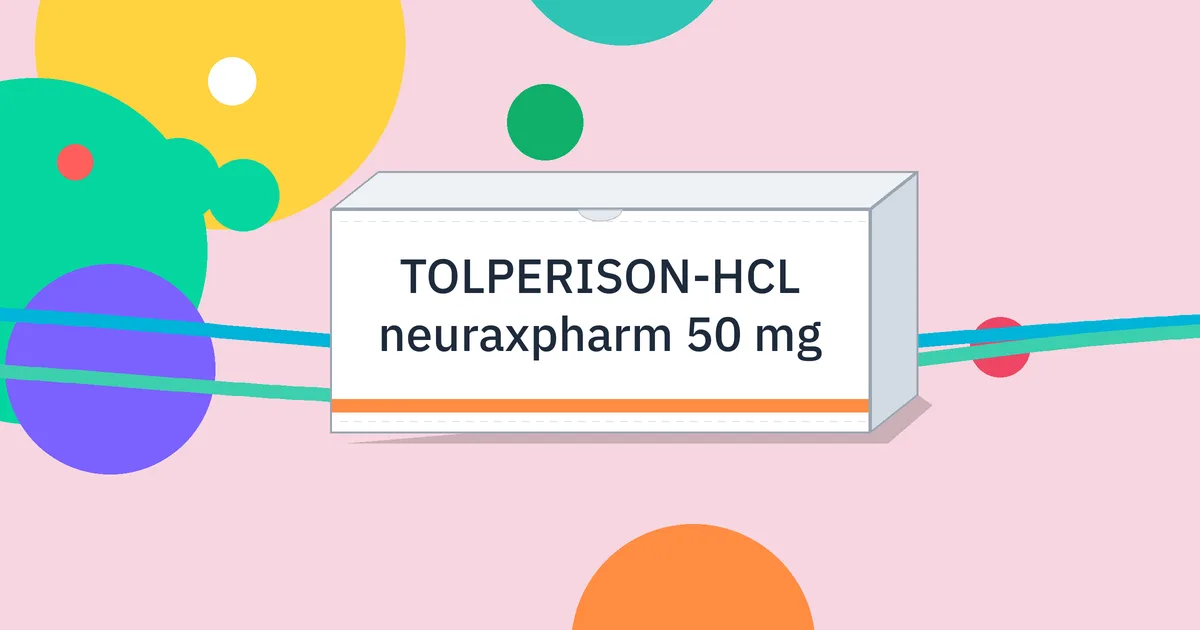 Symbolbild: Packung mit der Aufschrift TOLPERISON-HCL neuraxpharm 50 mg (PZN 10786585) – Verfügbarkeit und Bezug in Apotheken in Frankfurt am Main