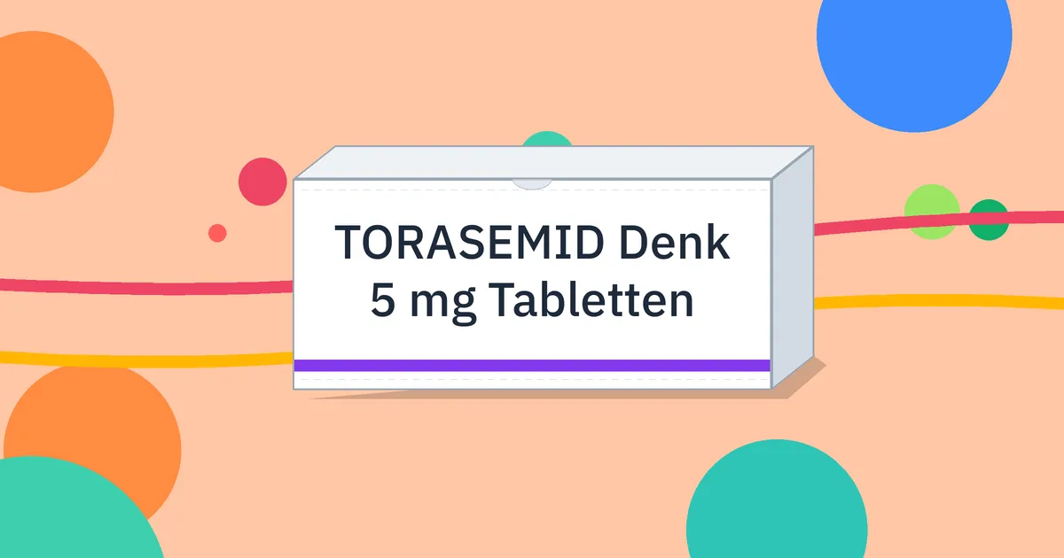 Symbolbild: Packung mit der Aufschrift TORASEMID Denk 5 mg Tabletten (PZN 20126720) – Verfügbarkeit und Bezug in Apotheken in Frankfurt am Main