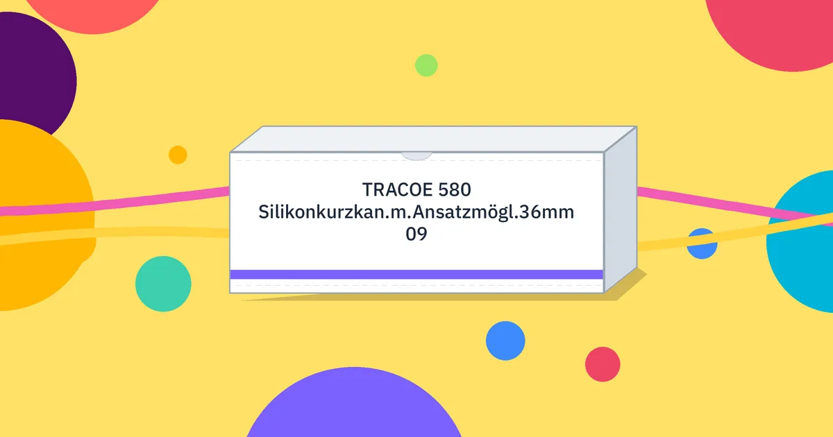 Symbolbild: Packung mit der Aufschrift TRACOE 580 Silikonkurzkan.m.Ansatzmögl.36mm 09 (PZN 05881330) – Verfügbarkeit und Bezug in Apotheken in Frankfurt am Main