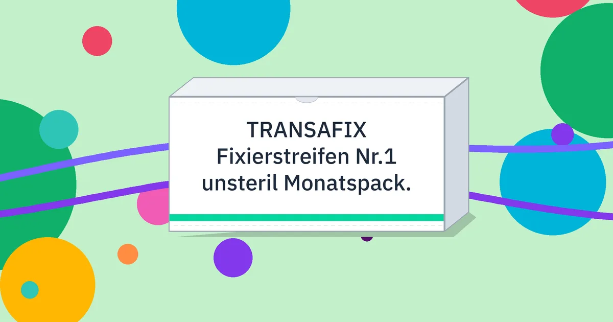 Symbolbild: Packung mit der Aufschrift TRANSAFIX Fixierstreifen Nr.1 unsteril Monatspack. (PZN 17302952) – Verfügbarkeit und Bezug in Apotheken in Frankfurt am Main