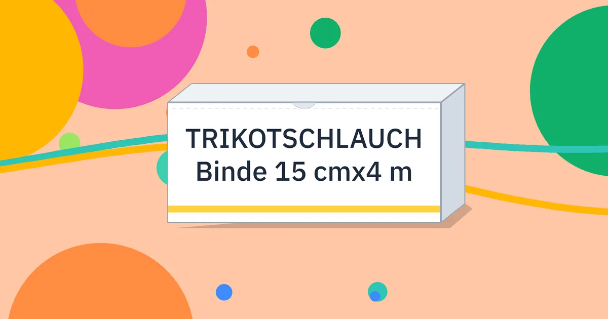 Symbolbild: Packung mit der Aufschrift TRIKOTSCHLAUCH Binde 15 cmx4 m (PZN 01721061) – Verfügbarkeit und Bezug in Apotheken in Frankfurt am Main
