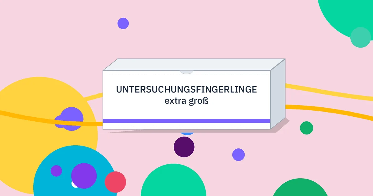 Symbolbild: Packung mit der Aufschrift UNTERSUCHUNGSFINGERLINGE extra groß (PZN 00427922) – Verfügbarkeit und Bezug in Apotheken in Frankfurt am Main