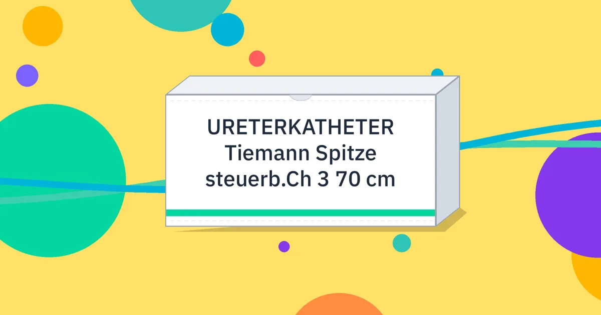 Symbolbild: Packung mit der Aufschrift URETERKATHETER Tiemann Spitze steuerb.Ch 3 70 cm (PZN 00446322) – Verfügbarkeit und Bezug in Apotheken in Frankfurt am Main