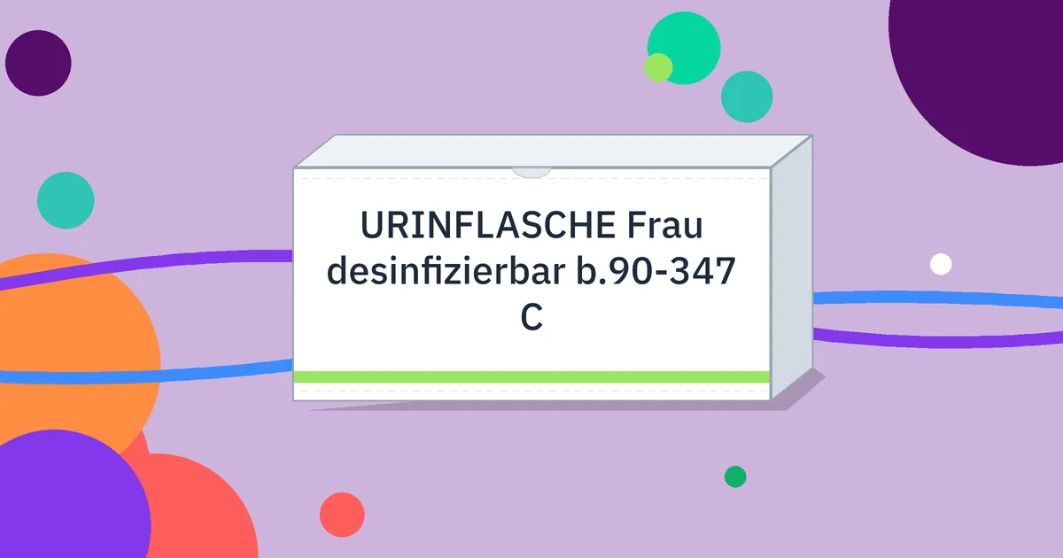 Symbolbild: Packung mit der Aufschrift URINFLASCHE Frau desinfizierbar b.90-347 C (PZN 07003786) – Verfügbarkeit und Bezug in Apotheken in Frankfurt am Main