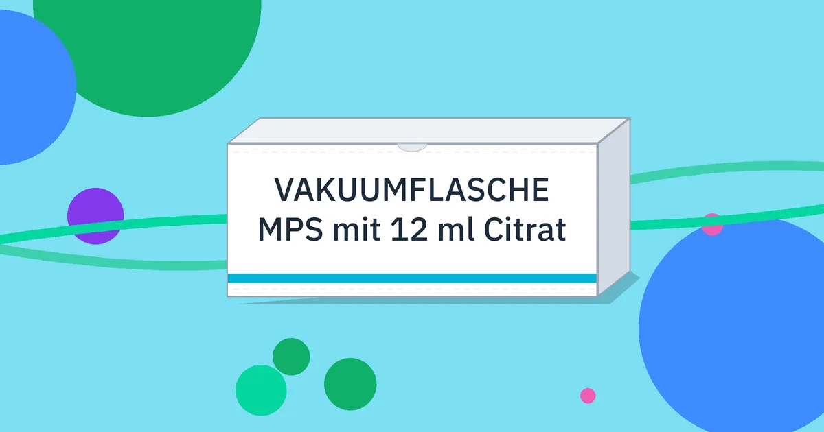 Symbolbild: Packung mit der Aufschrift VAKUUMFLASCHE MPS mit 12 ml Citrat (PZN 00661902) – Verfügbarkeit und Bezug in Apotheken in Frankfurt am Main