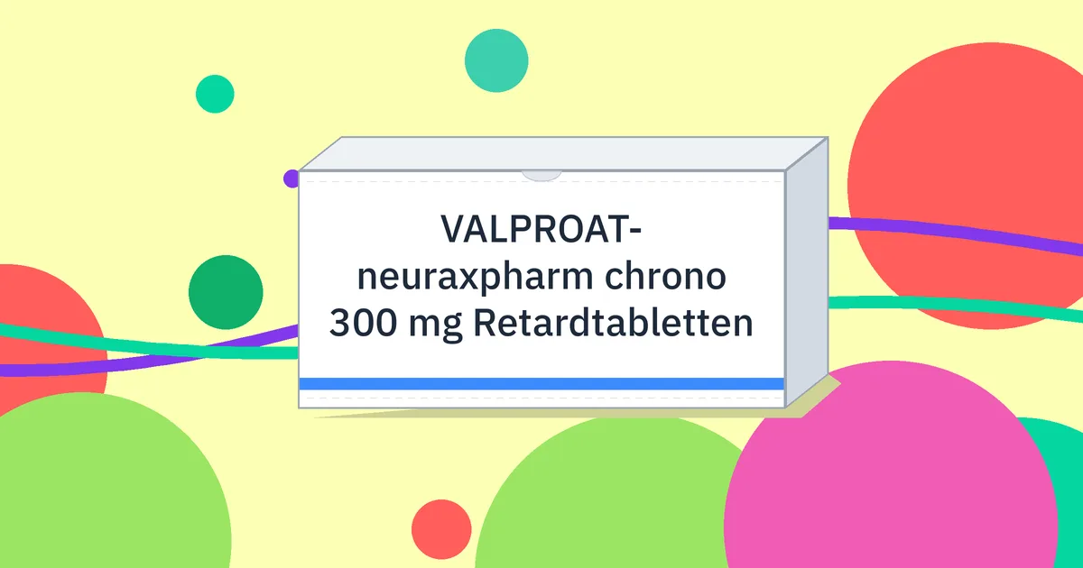 Symbolbild: Packung mit der Aufschrift VALPROAT-neuraxpharm chrono 300 mg Retardtabletten (PZN 00947900) – Verfügbarkeit und Bezug in Apotheken in Frankfurt am Main