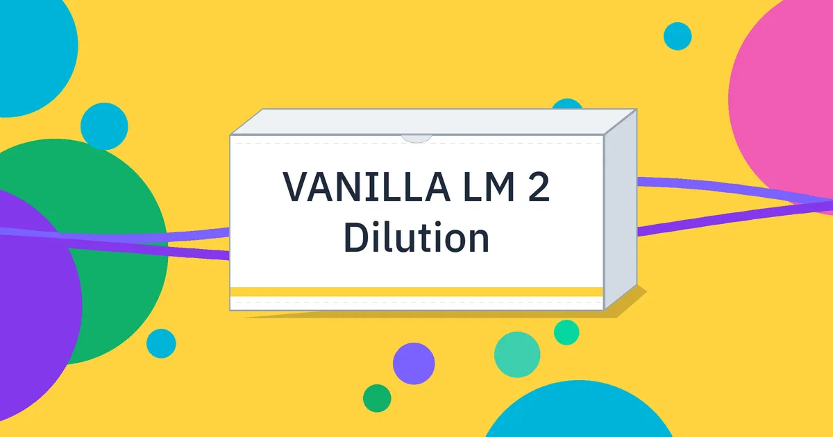 Symbolbild: Packung mit der Aufschrift VANILLA LM 2 Dilution (PZN 13263250) – Verfügbarkeit und Bezug in Apotheken in Frankfurt am Main