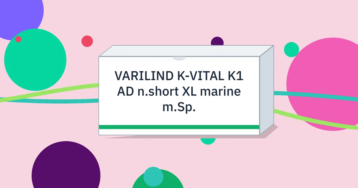Symbolbild: Packung mit der Aufschrift VARILIND K-VITAL K1 AD n.short XL marine m.Sp. (PZN 20566212) – Verfügbarkeit und Bezug in Apotheken in Frankfurt am Main