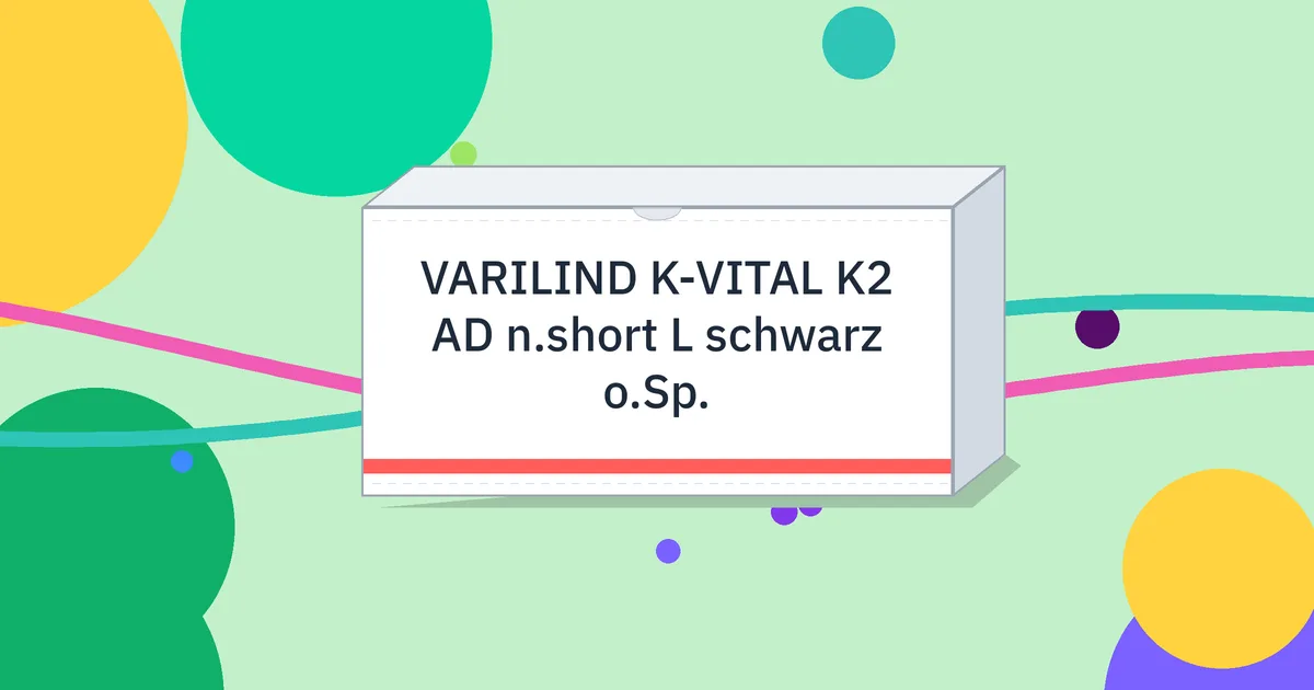 Symbolbild: Packung mit der Aufschrift VARILIND K-VITAL K2 AD n.short L schwarz o.Sp. (PZN 20568346) – Verfügbarkeit und Bezug in Apotheken in Frankfurt am Main