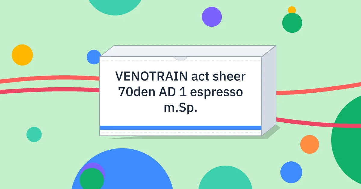 Symbolbild: Packung mit der Aufschrift VENOTRAIN act sheer 70den AD 1 espresso m.Sp. (PZN 16208903) – Verfügbarkeit und Bezug in Apotheken in Frankfurt am Main