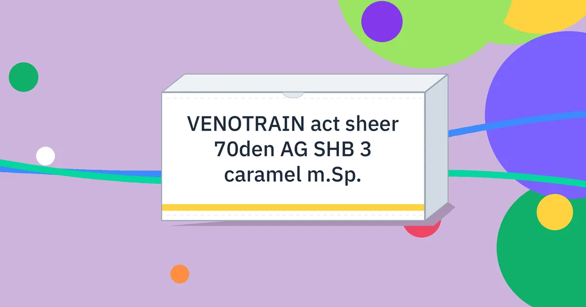 Symbolbild: Packung mit der Aufschrift VENOTRAIN act sheer 70den AG SHB 3 caramel m.Sp. (PZN 16207803) – Verfügbarkeit und Bezug in Apotheken in Frankfurt am Main