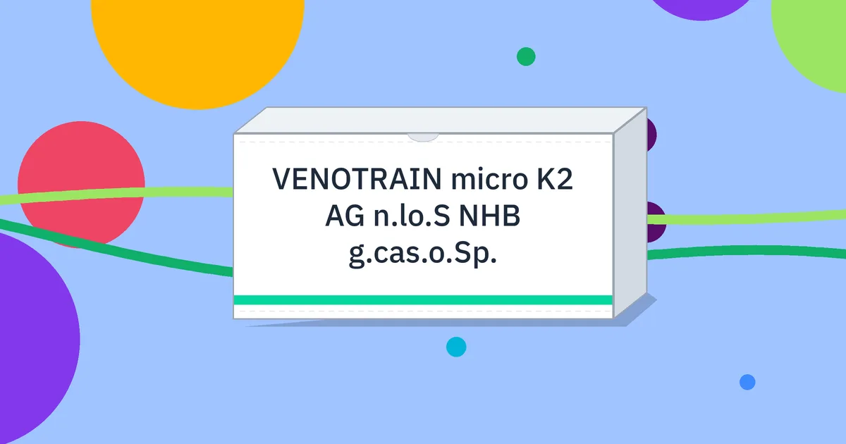 Symbolbild: Packung mit der Aufschrift VENOTRAIN micro K2 AG n.lo.S NHB g.cas.o.Sp. (PZN 20759431) – Verfügbarkeit und Bezug in Apotheken in Frankfurt am Main