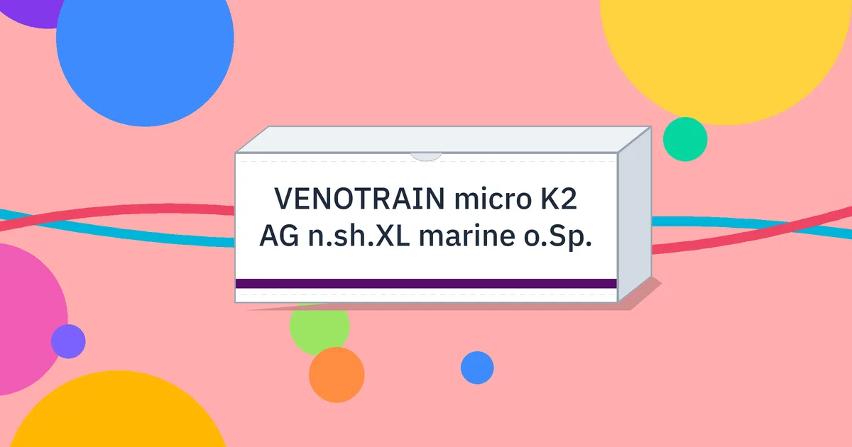 Symbolbild: Packung mit der Aufschrift VENOTRAIN micro K2 AG n.sh.XL marine o.Sp. (PZN 04370283) – Verfügbarkeit und Bezug in Apotheken in Frankfurt am Main