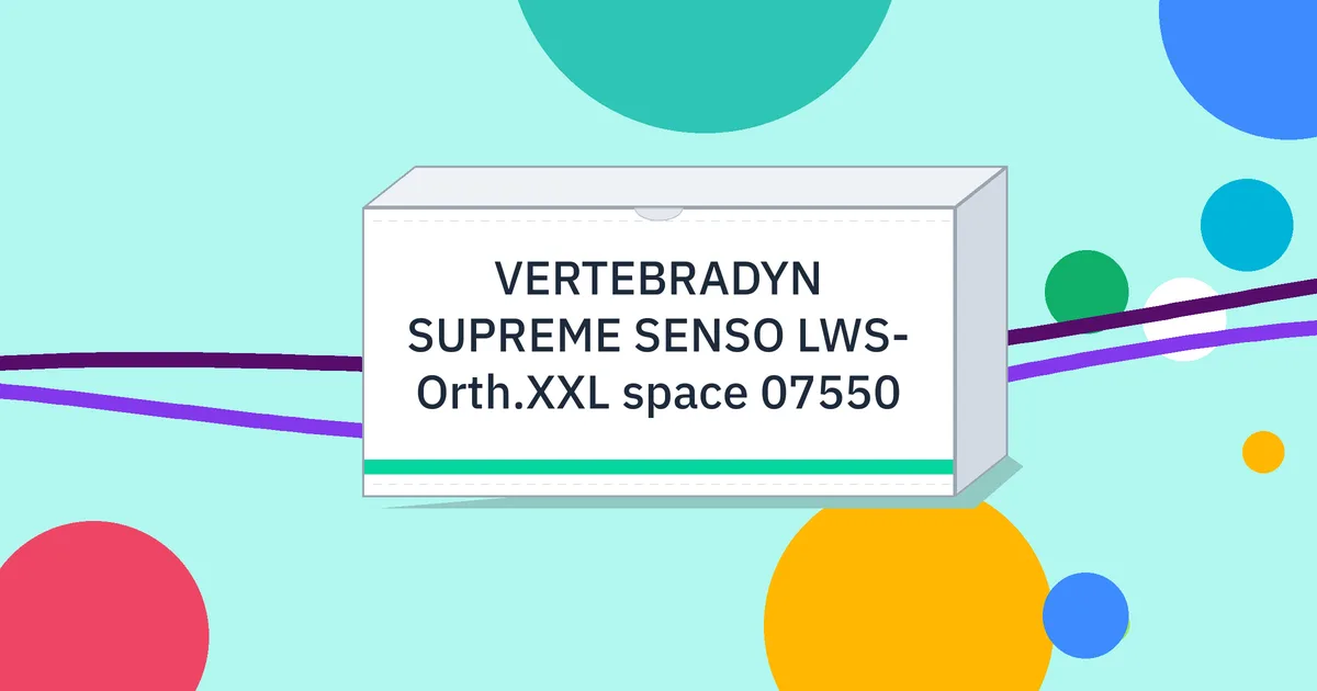 Symbolbild: Packung mit der Aufschrift VERTEBRADYN SUPREME SENSO LWS-Orth.XXL space 07550 (PZN 20096054) – Verfügbarkeit und Bezug in Apotheken in Frankfurt am Main
