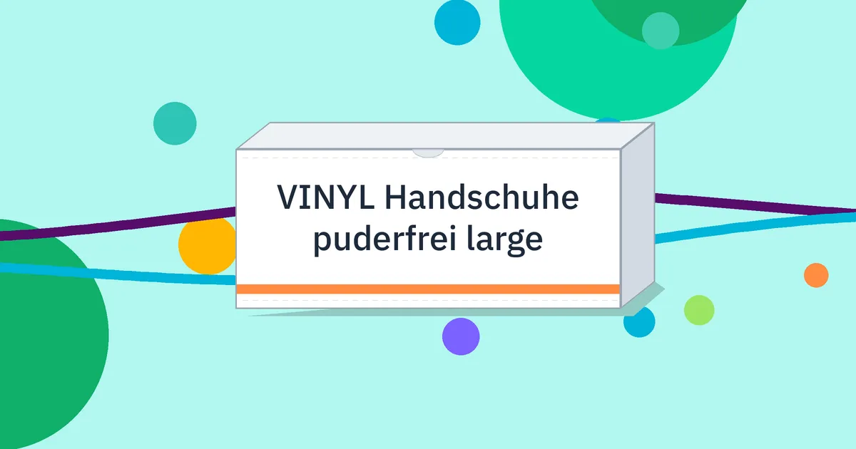 Symbolbild: Packung mit der Aufschrift VINYL Handschuhe puderfrei large (PZN 01412911) – Verfügbarkeit und Bezug in Apotheken in Frankfurt am Main