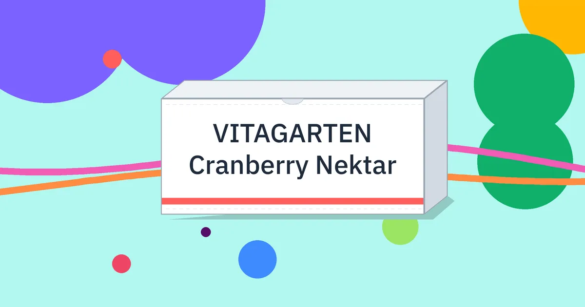 Symbolbild: Packung mit der Aufschrift VITAGARTEN Cranberry Nektar (PZN 03345828) – Verfügbarkeit und Bezug in Apotheken in Frankfurt am Main