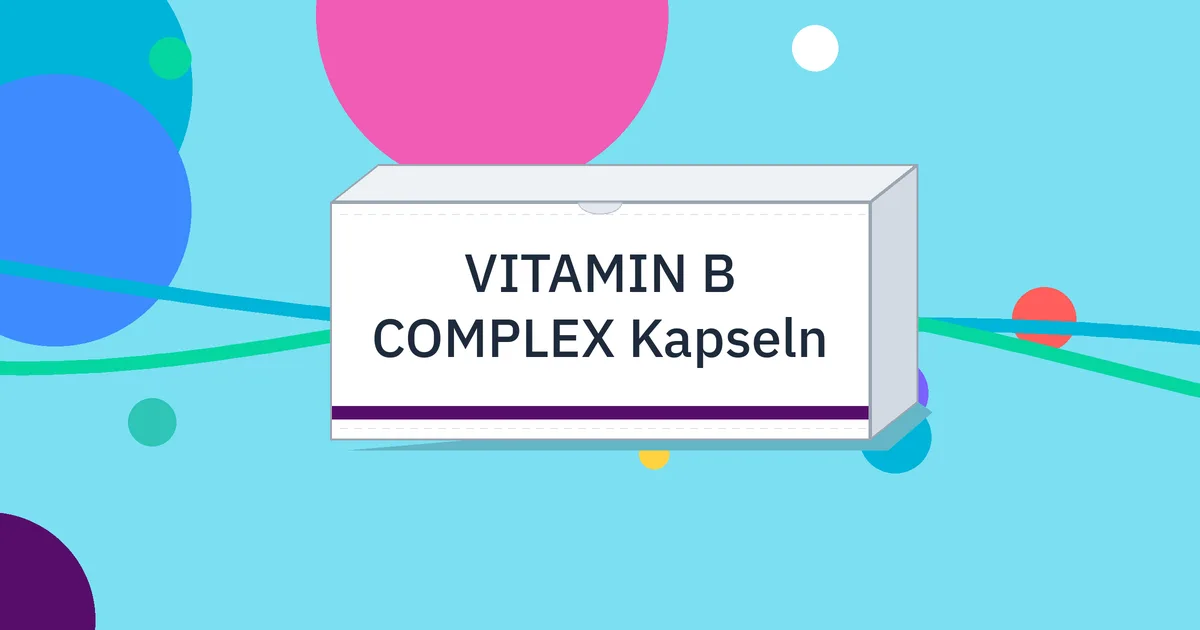 Symbolbild: Packung mit der Aufschrift VITAMIN B COMPLEX Kapseln (PZN 11578305) – Verfügbarkeit und Bezug in Apotheken in Frankfurt am Main