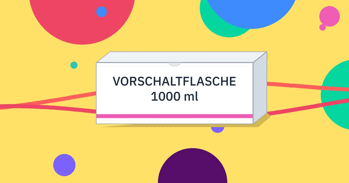 Symbolbild: Packung mit der Aufschrift VORSCHALTFLASCHE 1000 ml (PZN 17485295) – Verfügbarkeit und Bezug in Apotheken in Frankfurt am Main