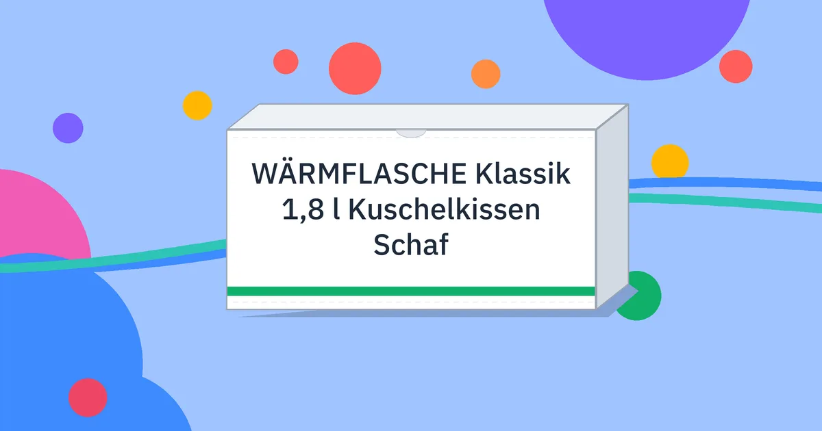 Symbolbild: Packung mit der Aufschrift WÄRMFLASCHE Klassik 1,8 l Kuschelkissen Schaf (PZN 09889050) – Verfügbarkeit und Bezug in Apotheken in Frankfurt am Main