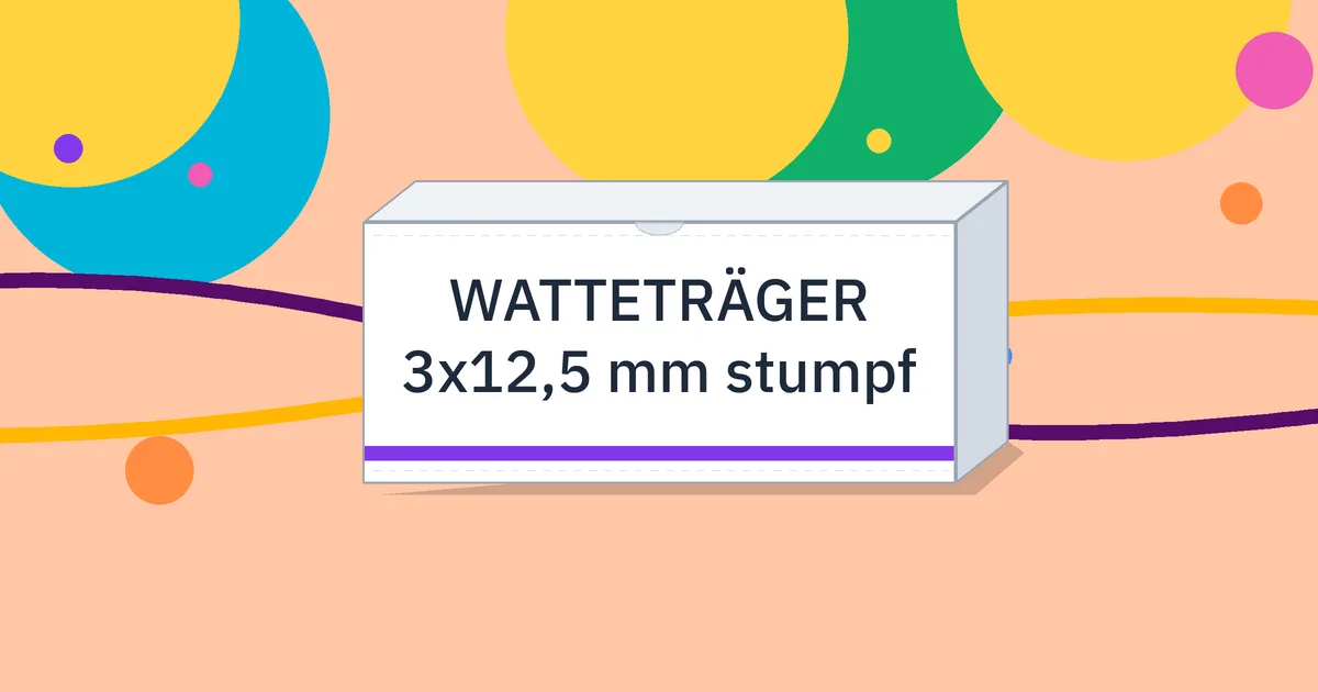 Symbolbild: Packung mit der Aufschrift WATTETRÄGER 3x12,5 mm stumpf (PZN 02446450) – Verfügbarkeit und Bezug in Apotheken in Frankfurt am Main
