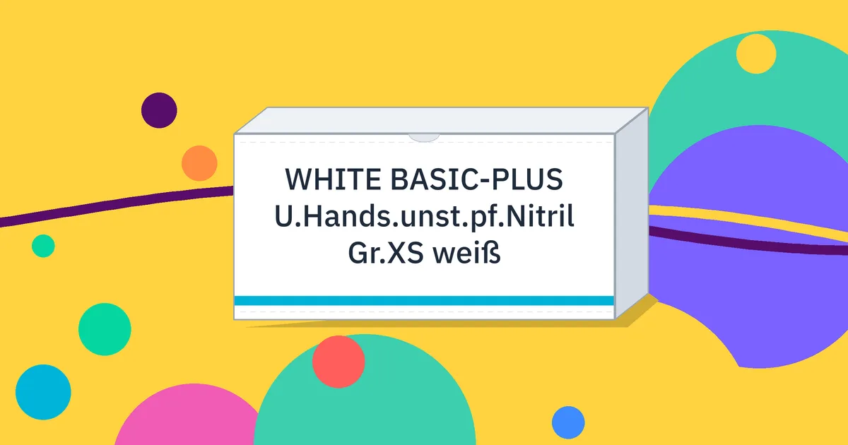 Symbolbild: Packung mit der Aufschrift WHITE BASIC-PLUS U.Hands.unst.pf.Nitril Gr.XS weiß (PZN 11238064) – Verfügbarkeit und Bezug in Apotheken in Frankfurt am Main
