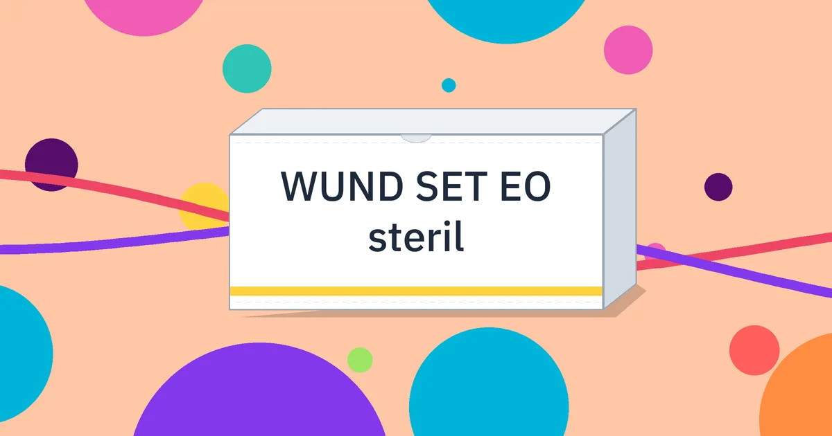 Symbolbild: Packung mit der Aufschrift WUND SET EO steril (PZN 19229277) – Verfügbarkeit und Bezug in Apotheken in Frankfurt am Main