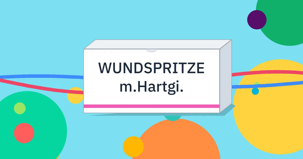 Symbolbild: Packung mit der Aufschrift WUNDSPRITZE m.Hartgi. (PZN 01741187) – Verfügbarkeit und Bezug in Apotheken in Frankfurt am Main