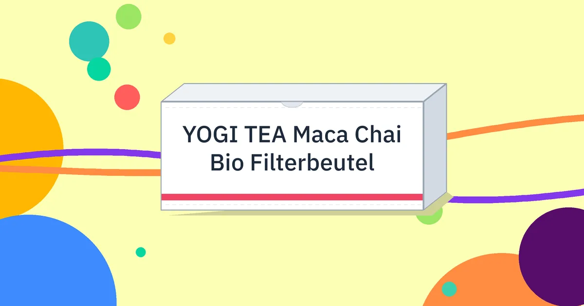 Symbolbild: Packung mit der Aufschrift YOGI TEA Maca Chai Bio Filterbeutel (PZN 16754681) – Verfügbarkeit und Bezug in Apotheken in Frankfurt am Main