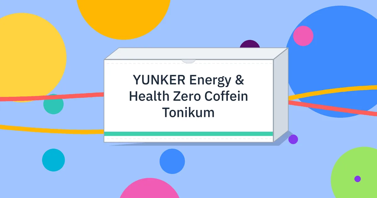 Symbolbild: Packung mit der Aufschrift YUNKER Energy & Health Zero Coffein Tonikum (PZN 20391534) – Verfügbarkeit und Bezug in Apotheken in Frankfurt am Main