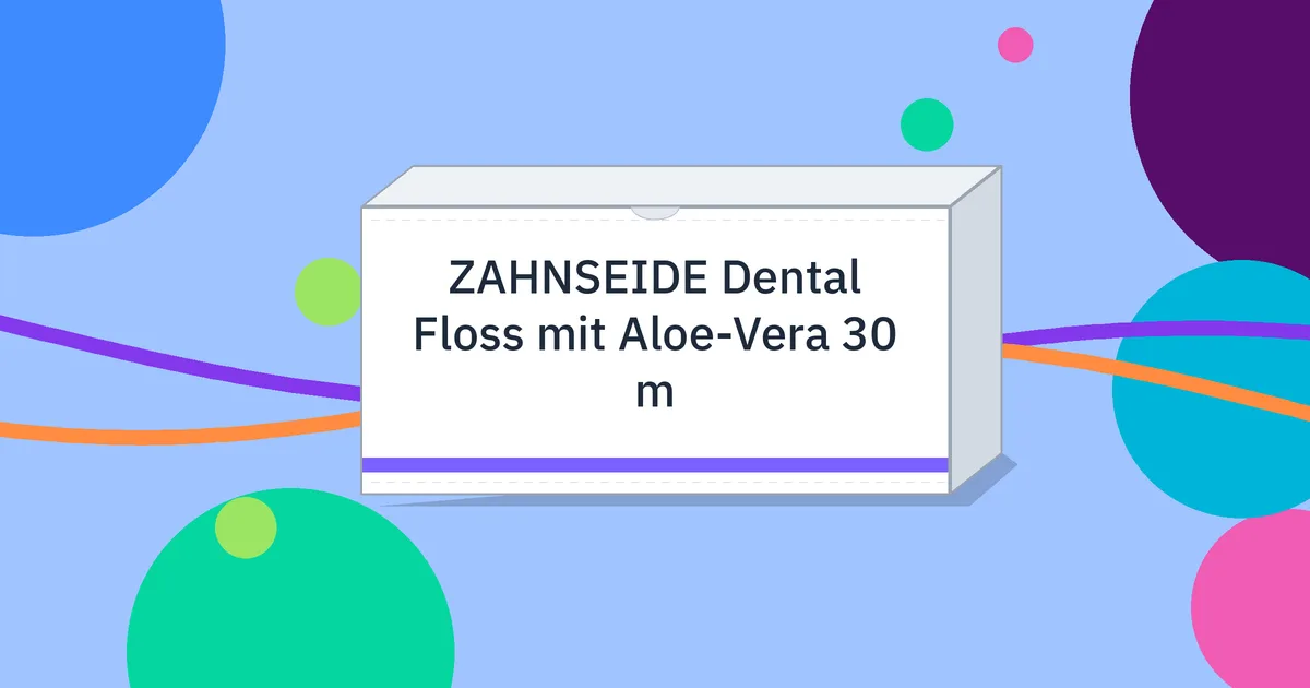 Symbolbild: Packung mit der Aufschrift ZAHNSEIDE Dental Floss mit Aloe-Vera 30 m (PZN 11350252) – Verfügbarkeit und Bezug in Apotheken in Frankfurt am Main