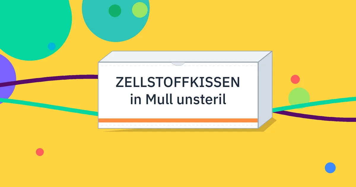 Symbolbild: Packung mit der Aufschrift ZELLSTOFFKISSEN in Mull unsteril (PZN 13655777) – Verfügbarkeit und Bezug in Apotheken in Frankfurt am Main