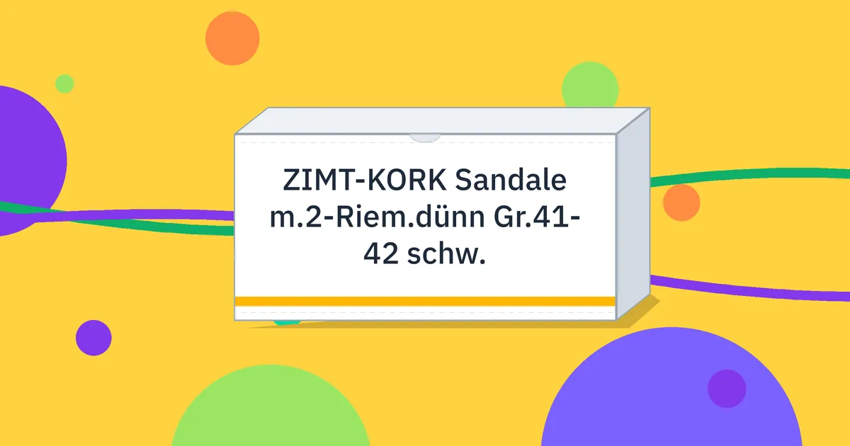 Symbolbild: Packung mit der Aufschrift ZIMT-KORK Sandale m.2-Riem.dünn Gr.41-42 schw. (PZN 19729293) – Verfügbarkeit und Bezug in Apotheken in Frankfurt am Main