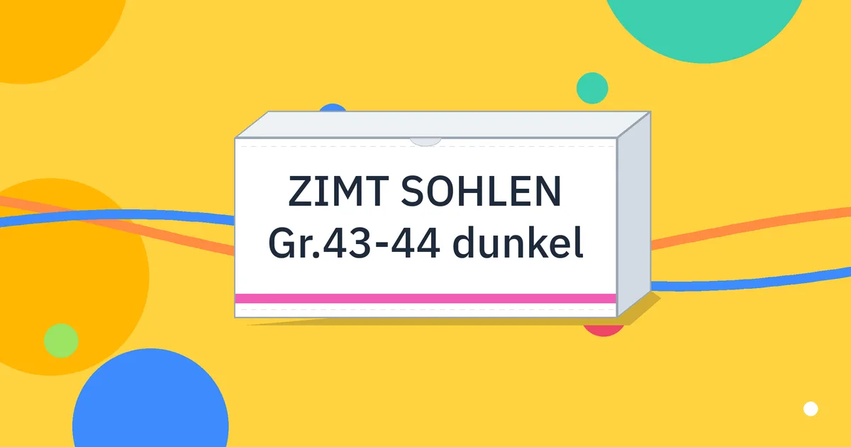 Symbolbild: Packung mit der Aufschrift ZIMT SOHLEN Gr.43-44 dunkel (PZN 01436596) – Verfügbarkeit und Bezug in Apotheken in Frankfurt am Main
