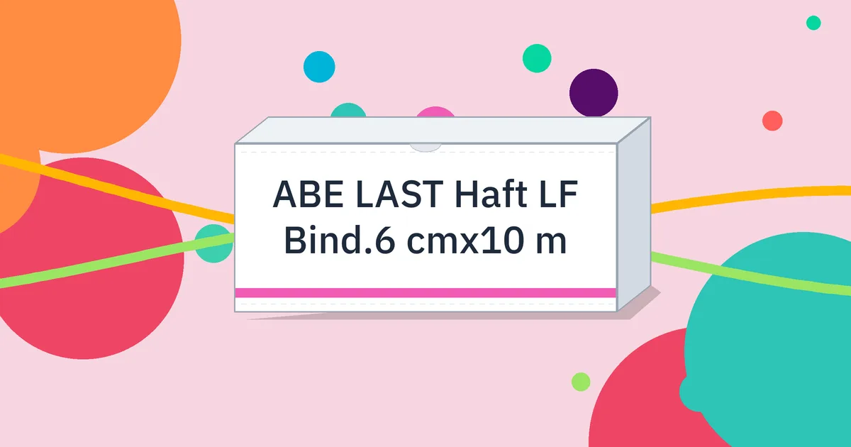 Symbolbild: Packung mit der Aufschrift ABE LAST Haft LF Bind.6 cmx10 m (PZN 00823776) – Verfügbarkeit und Bezug in Apotheken in Frankfurt am Main