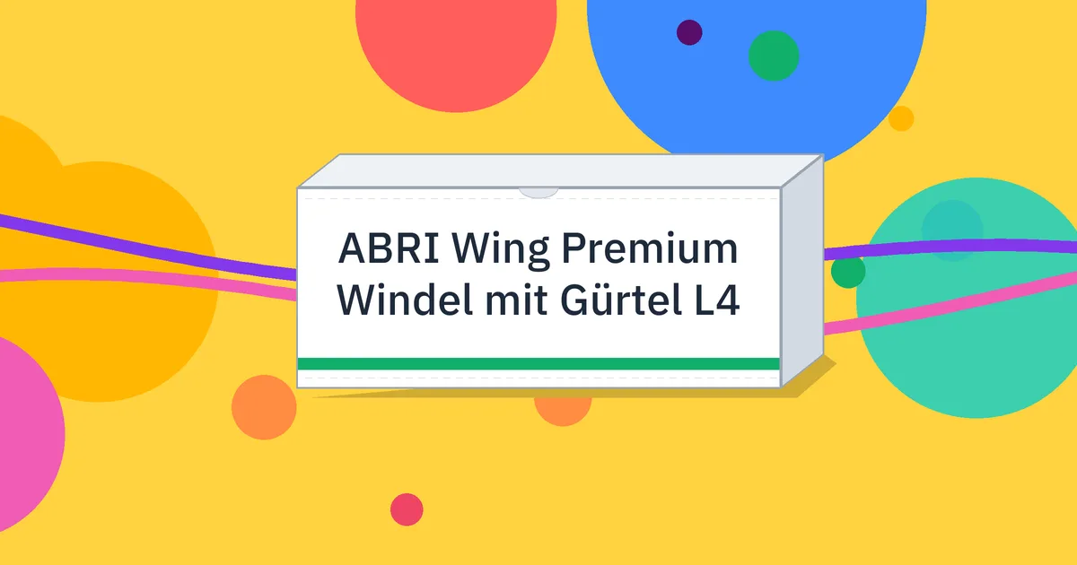 Symbolbild: Packung mit der Aufschrift ABRI Wing Premium Windel mit Gürtel L4 (PZN 15377466) – Verfügbarkeit und Bezug in Apotheken in Frankfurt am Main