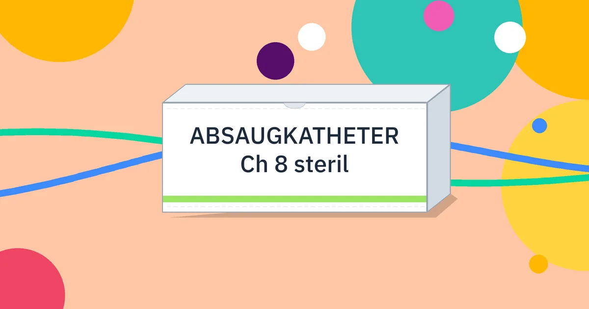 Symbolbild: Packung mit der Aufschrift ABSAUGKATHETER Ch 8 steril (PZN 07373419) – Verfügbarkeit und Bezug in Apotheken in Frankfurt am Main