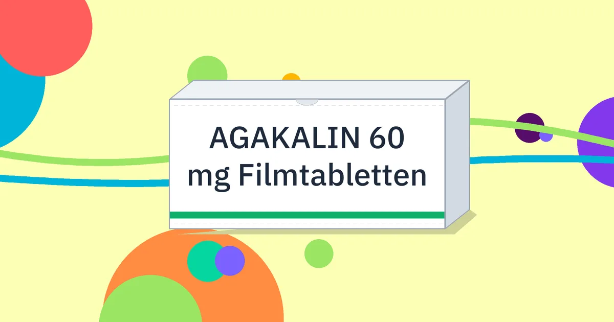 Symbolbild: Packung mit der Aufschrift AGAKALIN 60 mg Filmtabletten (PZN 16006648) – Verfügbarkeit und Bezug in Apotheken in Frankfurt am Main