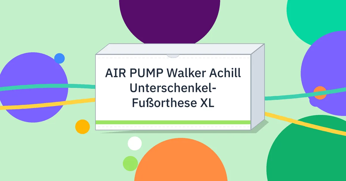 Symbolbild: Packung mit der Aufschrift AIR PUMP Walker Achill Unterschenkel-Fußorthese XL (PZN 19109082) – Verfügbarkeit und Bezug in Apotheken in Frankfurt am Main