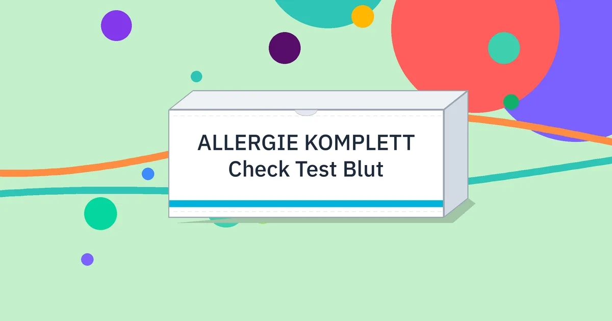 Symbolbild: Packung mit der Aufschrift ALLERGIE KOMPLETT Check Test Blut (PZN 19971479) – Verfügbarkeit und Bezug in Apotheken in Frankfurt am Main