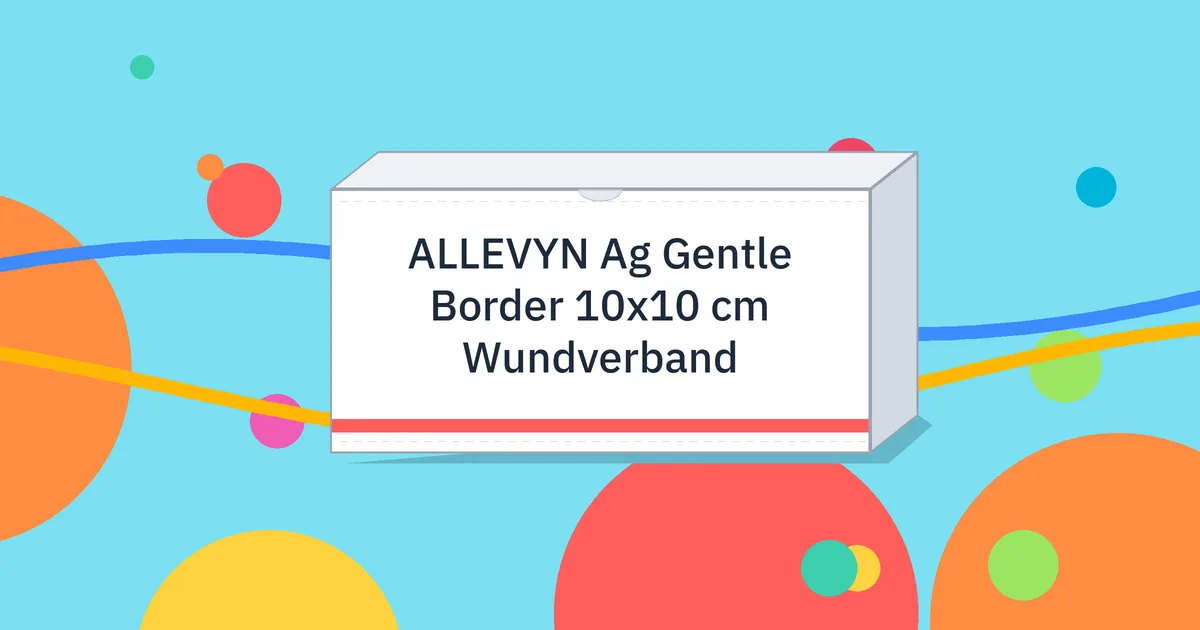 Symbolbild: Packung mit der Aufschrift ALLEVYN Ag Gentle Border 10x10 cm Wundverband (PZN 18034324) – Verfügbarkeit und Bezug in Apotheken in Frankfurt am Main