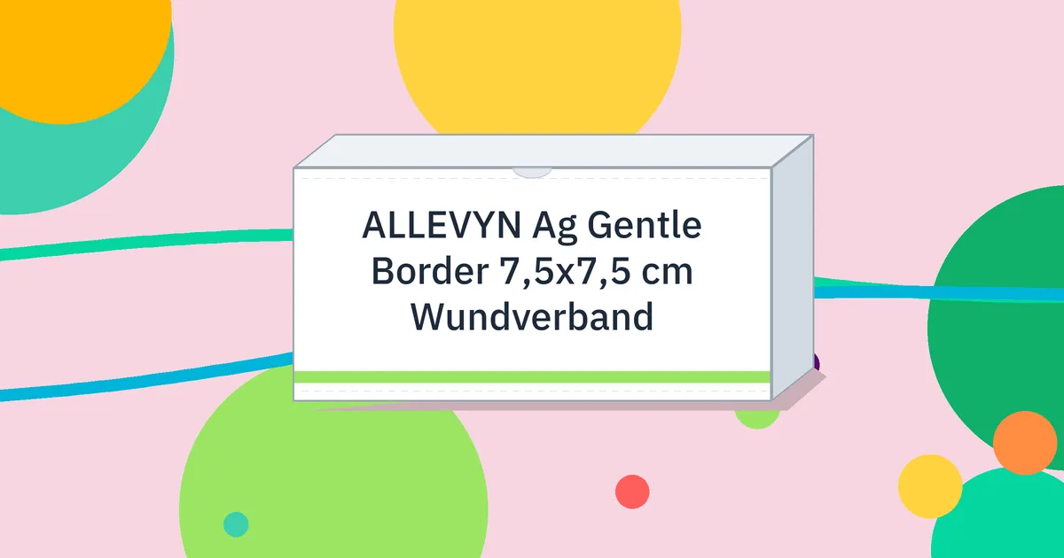 Symbolbild: Packung mit der Aufschrift ALLEVYN Ag Gentle Border 7,5x7,5 cm Wundverband (PZN 04143357) – Verfügbarkeit und Bezug in Apotheken in Frankfurt am Main